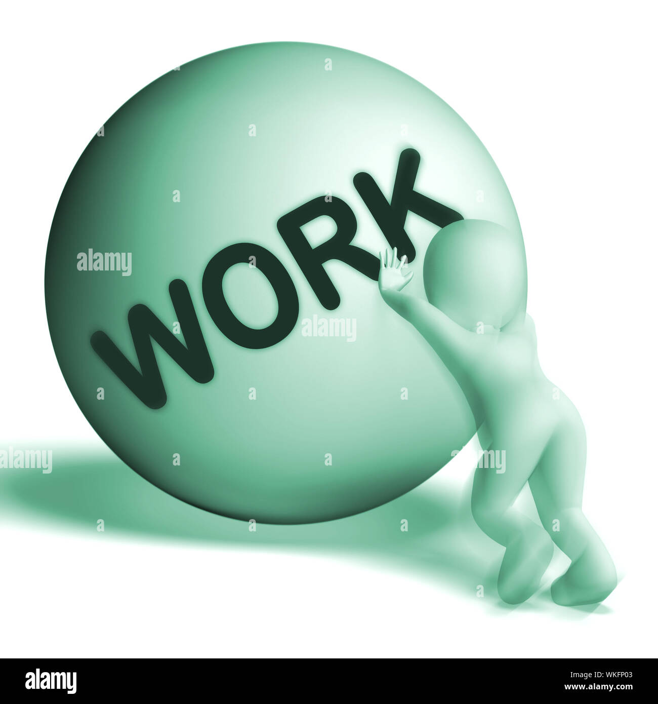 Hard Work Uphill 3D Character Showing Difficult Working Labour Stock Photo - Alamy