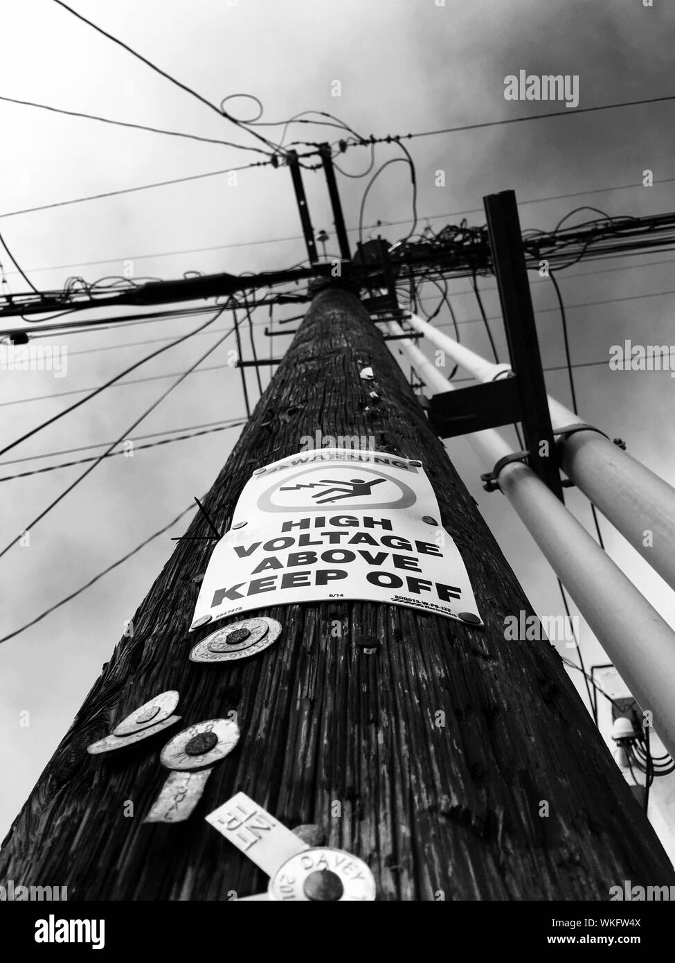 Power warning sign Black and White Stock Photos & Images - Alamy