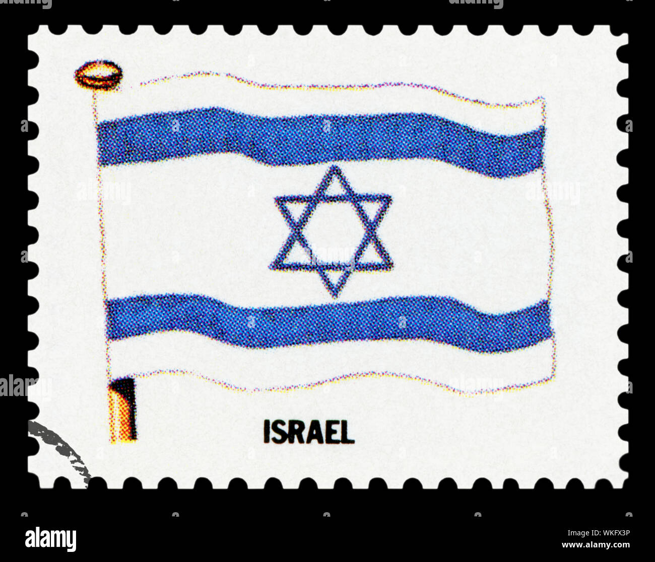 ISRAEL FLAG - Postage Stamp isolated on black background Stock Photo ...