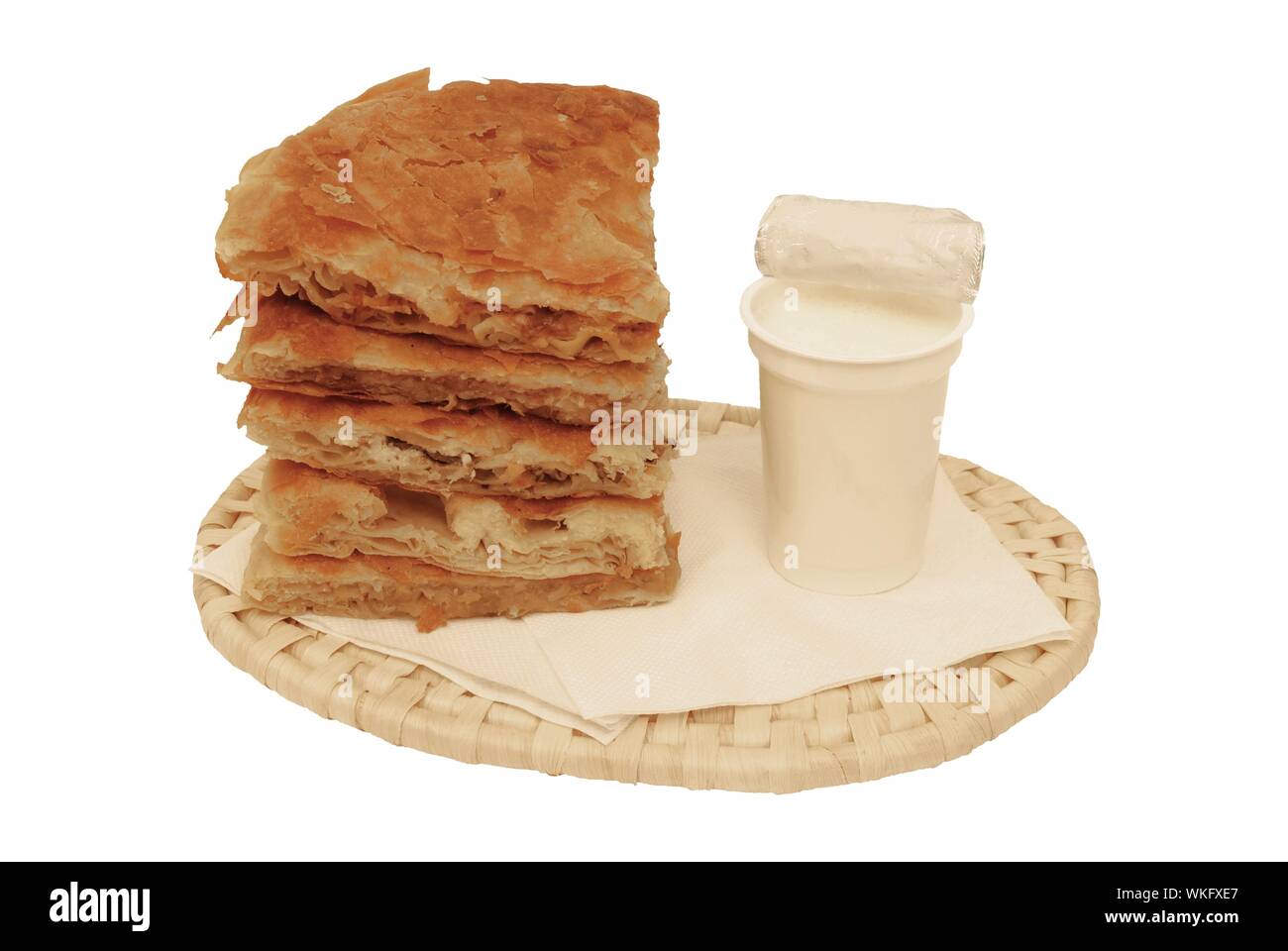 Round burek with yoghurt Stock Photo - Alamy