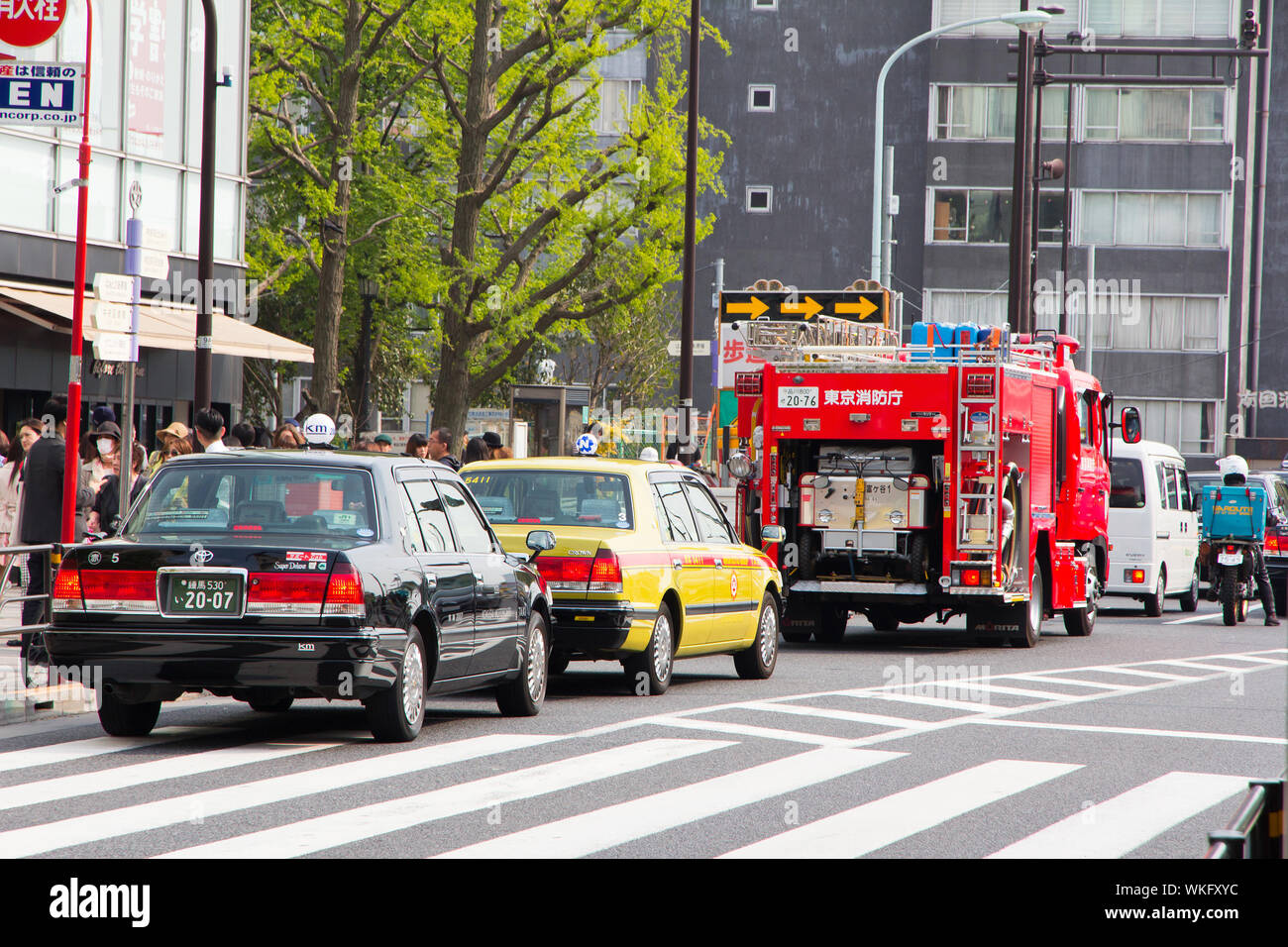 Traffic jam on the main crossroad of Harajuku shopping street Stock ...