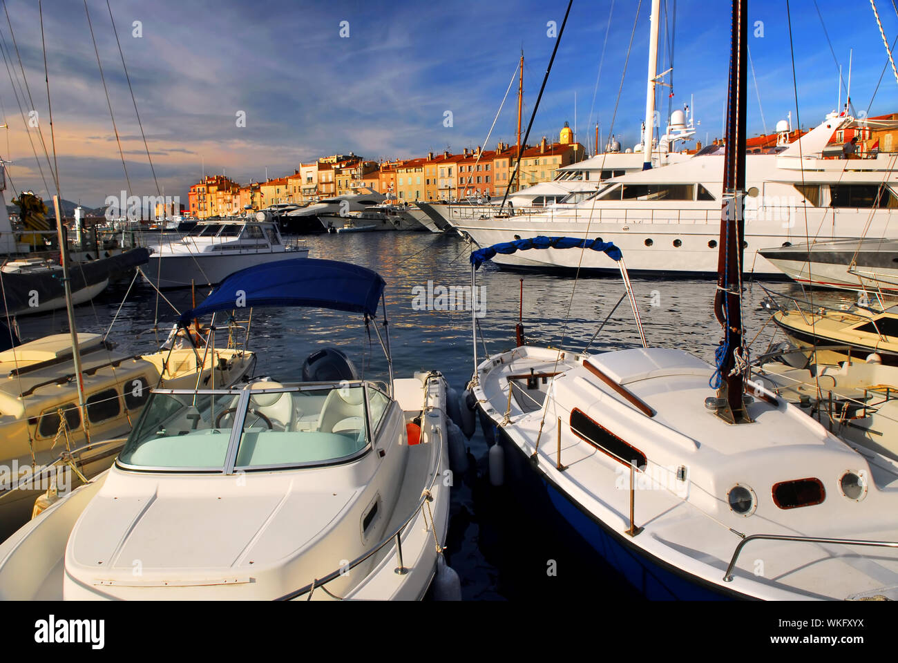 Luxury boats docked in St. Tropez in French Riviera Stock Photo - Alamy