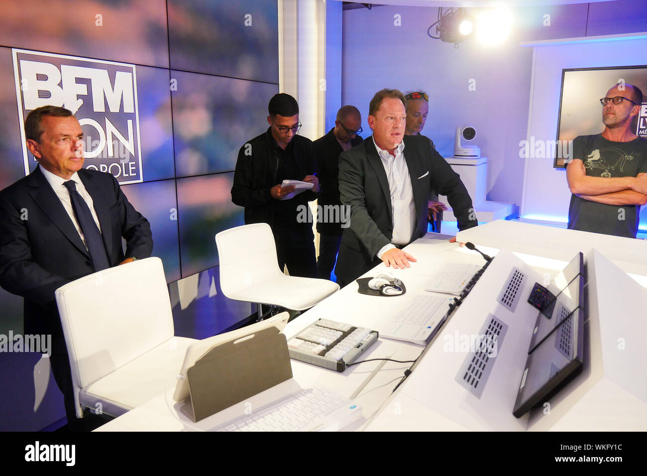 Alain Weill, Managing Director of Altice France, and Emmanuel Roye ...