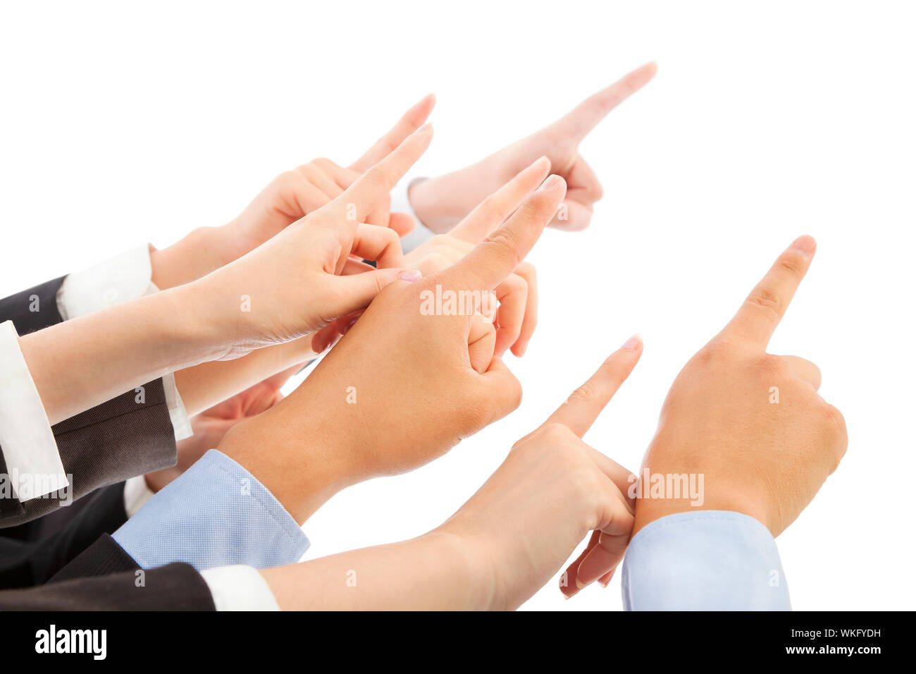 business people hands showing the same direction Stock Photo - Alamy