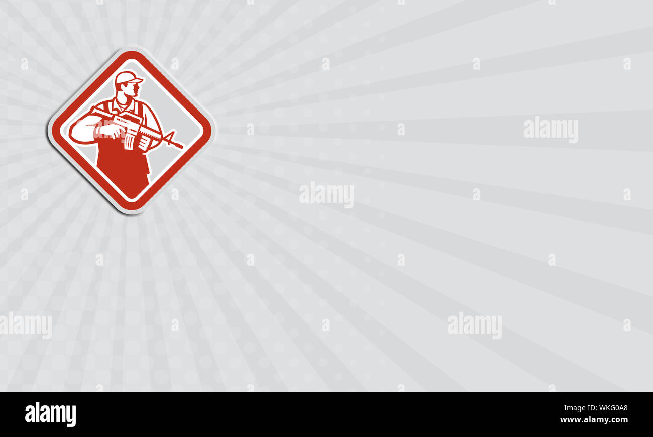 Business card showing illustration of an soldier serviceman military ...