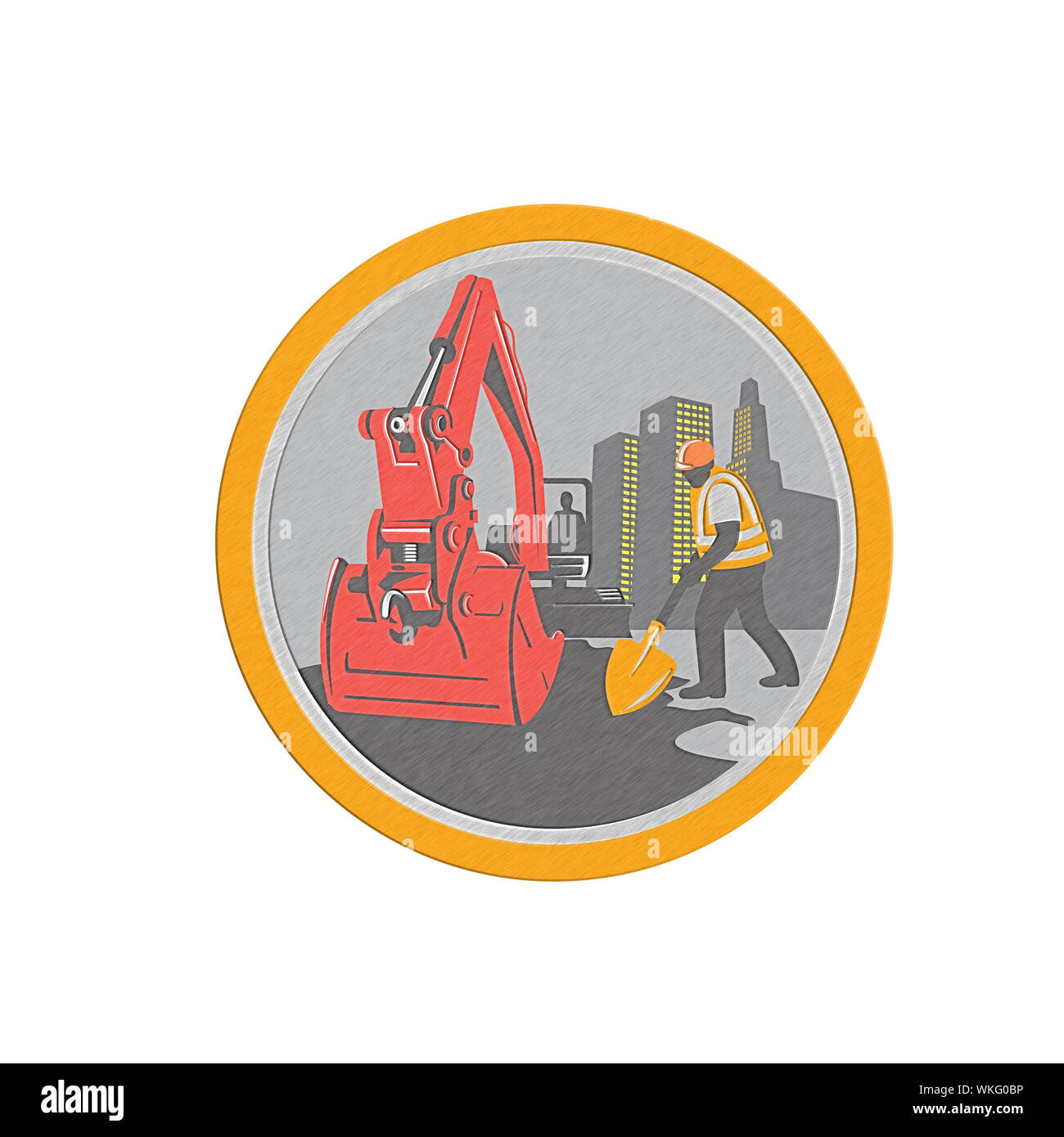 Metallic styled illustration of a construction mechanical digger ...