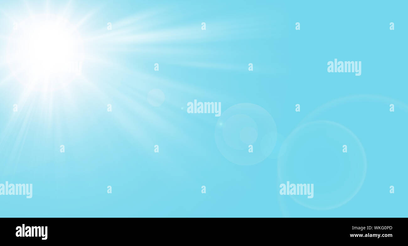 High sun in the blue sky Stock Photo - Alamy