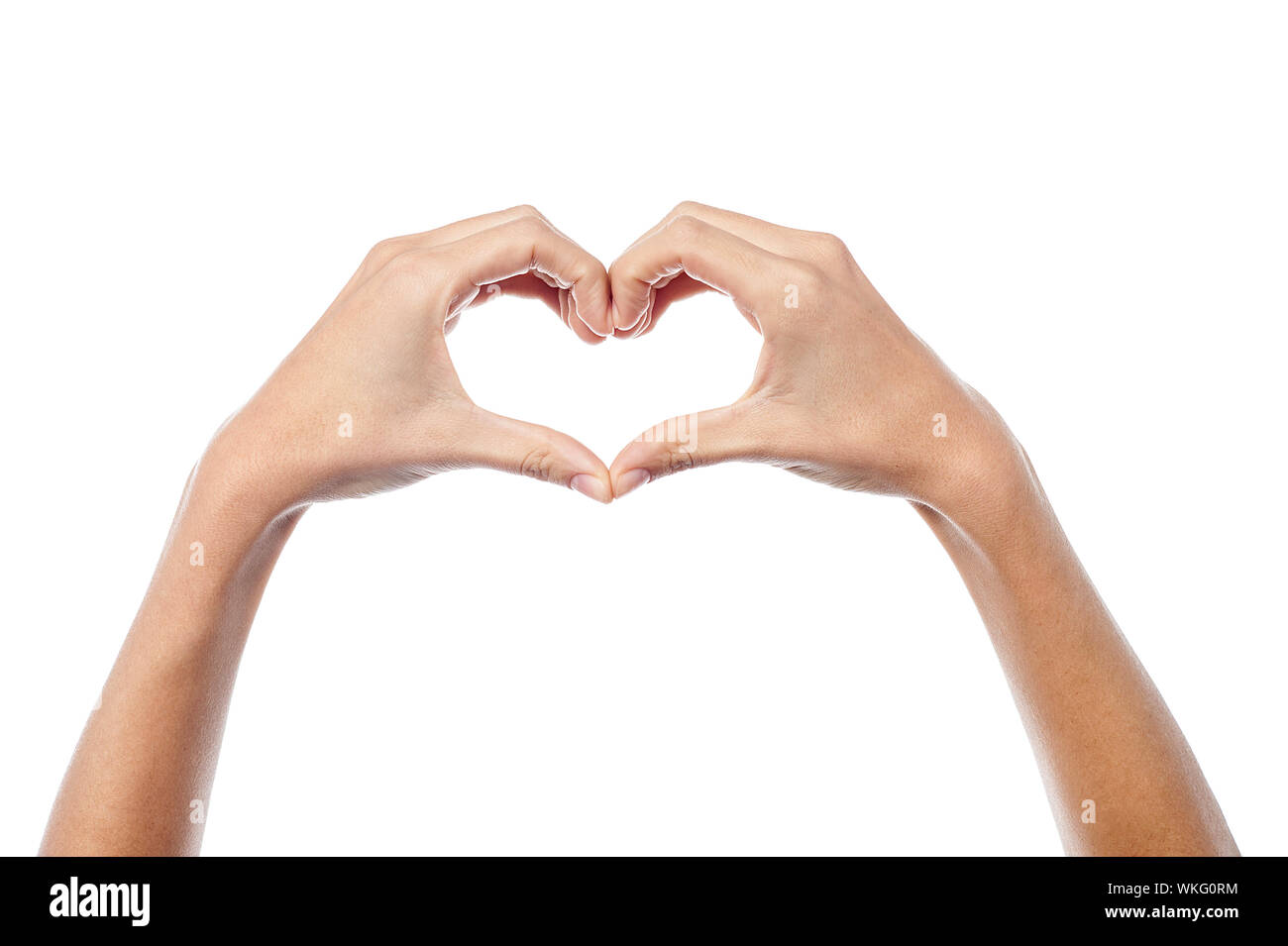 Woman making heart shape with hands Cut Out Stock Images & Pictures - Alamy