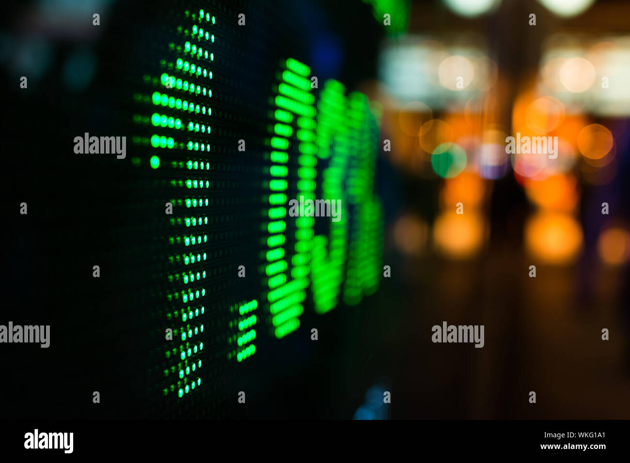 Hong Kong stock market price display at street in the night Stock Photo ...