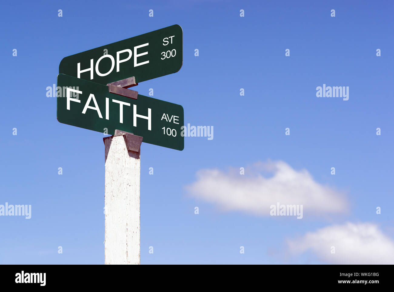 Motivational Street sign stands on a beautiful day with blue skies and ...