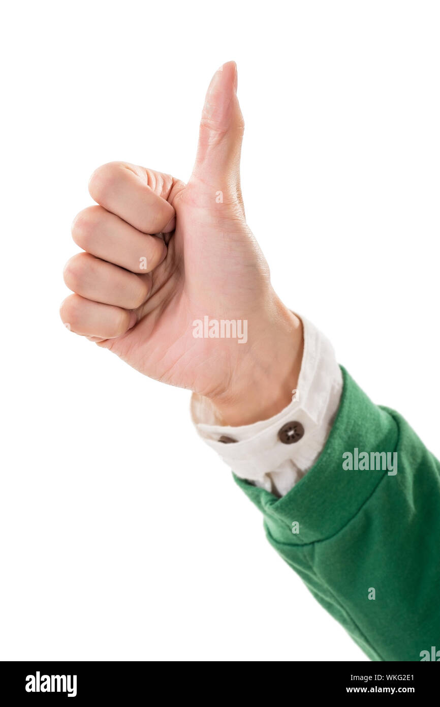 Thumb up gesture on white background Stock Photo - Alamy