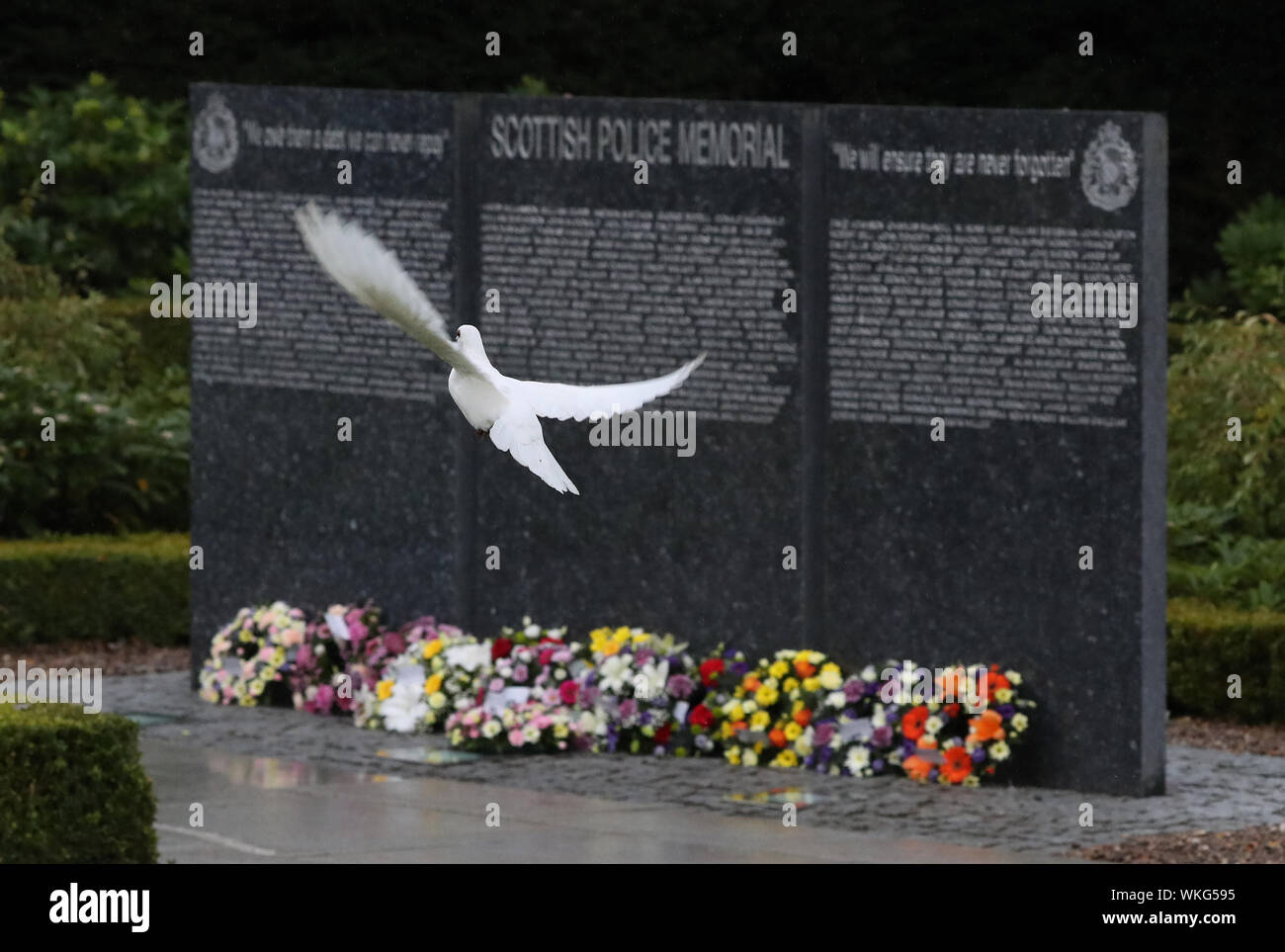 White doves are released during the Scottish Police Memorial Service at ...