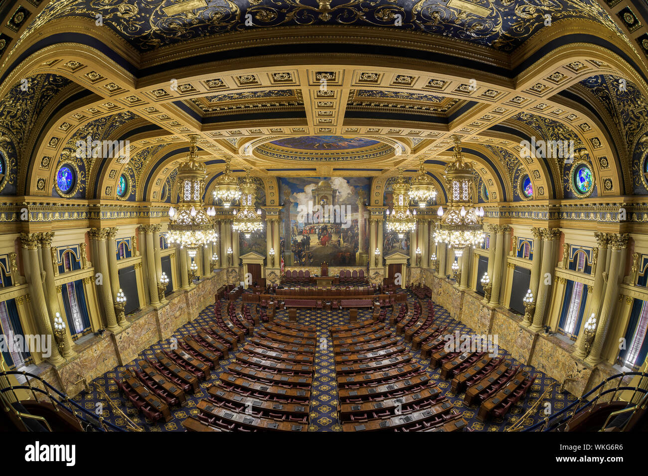 House of Representatives chamber in the Pennsylvania State Capitol at ...