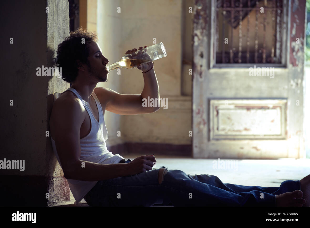 People, substance abuse and domestic violence. Portrait of young ...