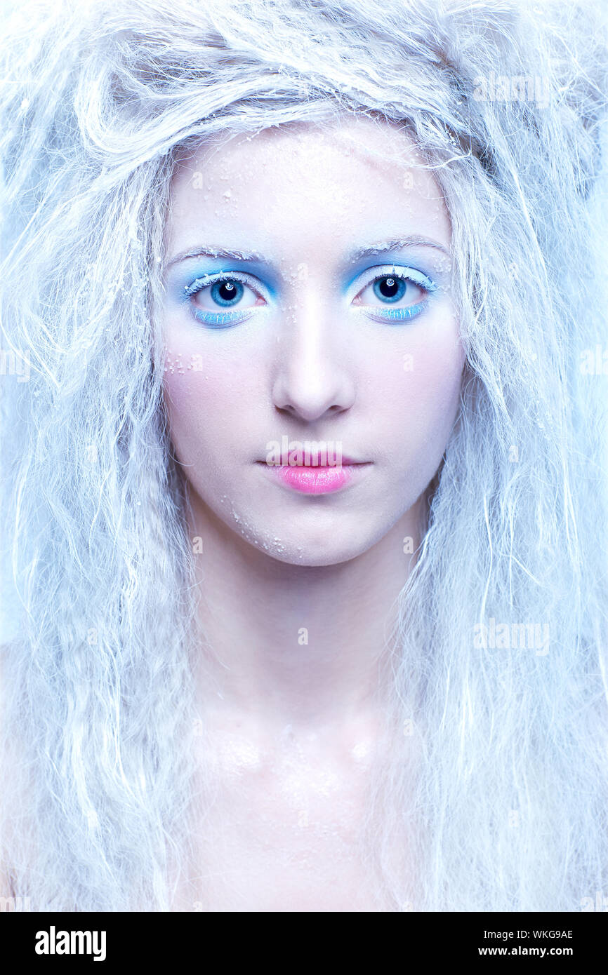 close-up portrait of beautiful frozen fairy nymph girl Stock Photo - Alamy
