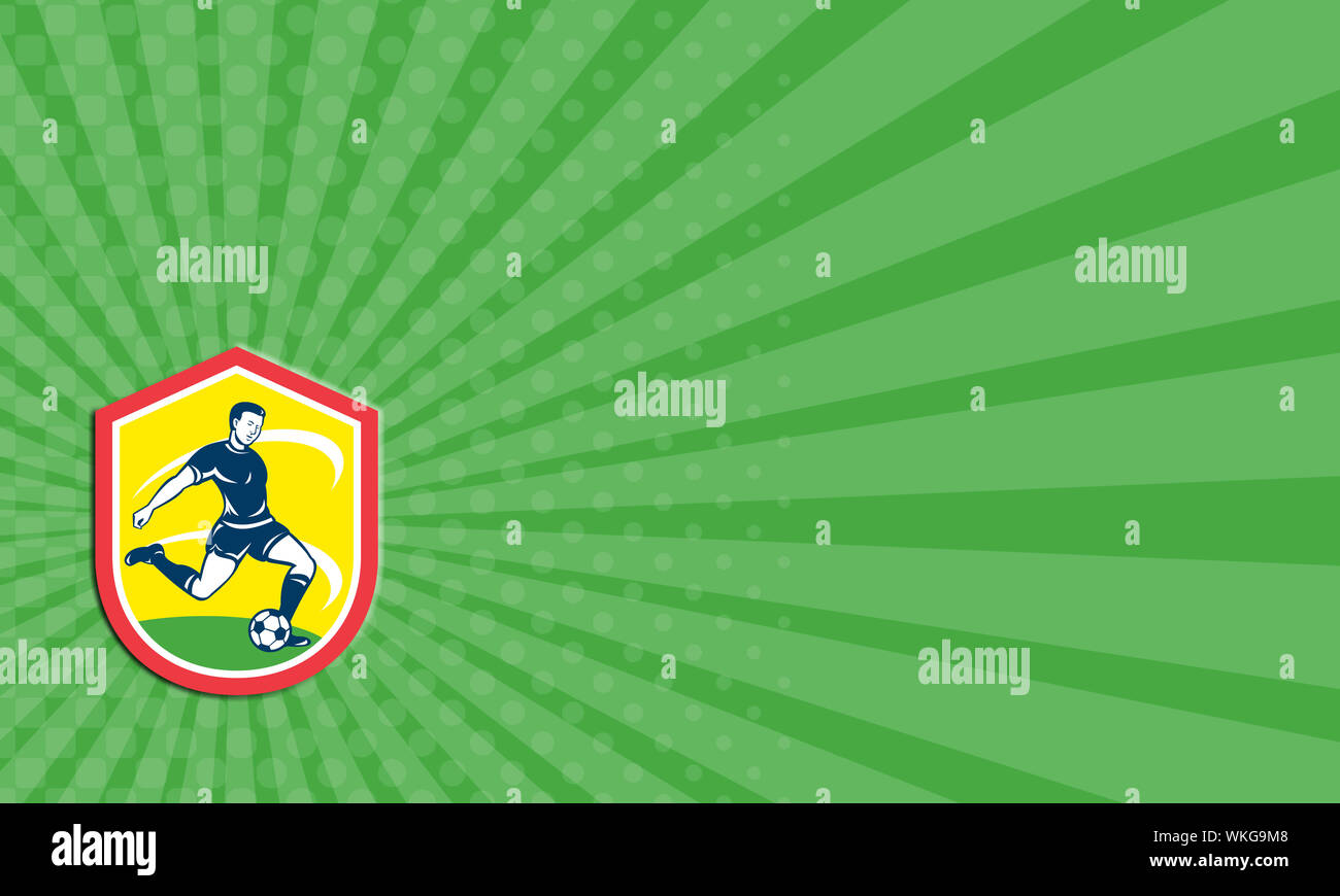 Business card showing illustration of a soccer football player kicking ...