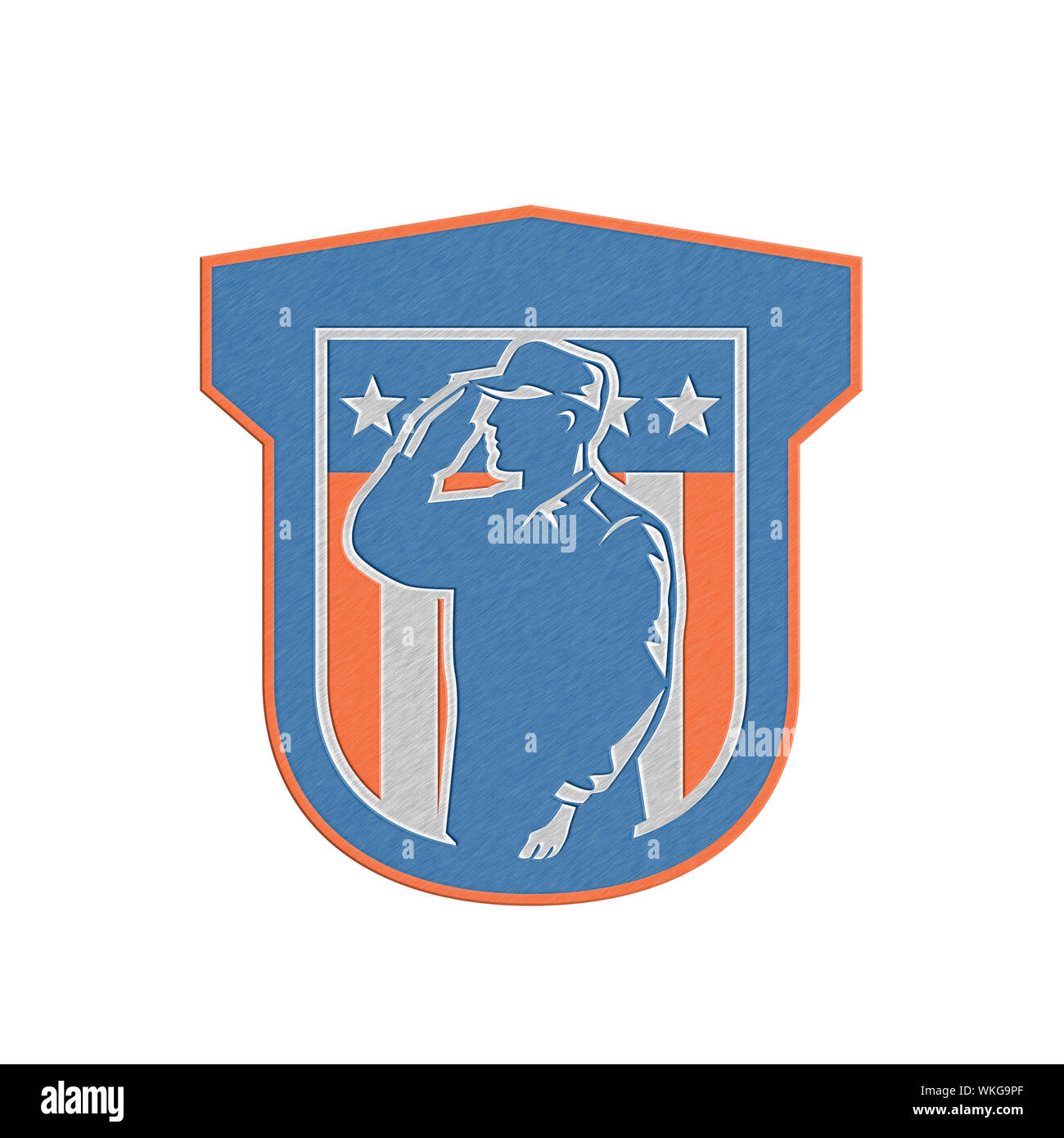 Metallic styled illustration of a military serviceman salute saluting ...