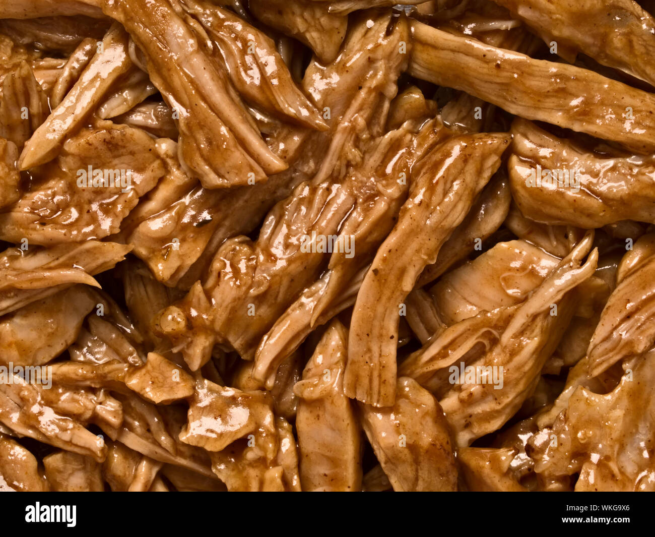 close up of american barbecue sauce pulled pork food background Stock ...