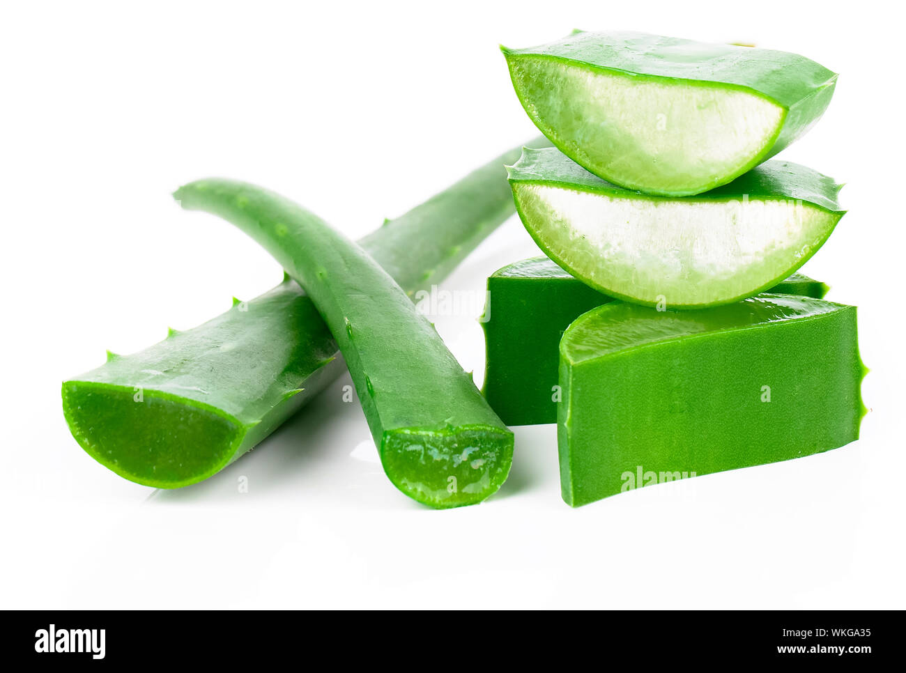aloe vera fresh leaf. isolated over white Stock Photo - Alamy