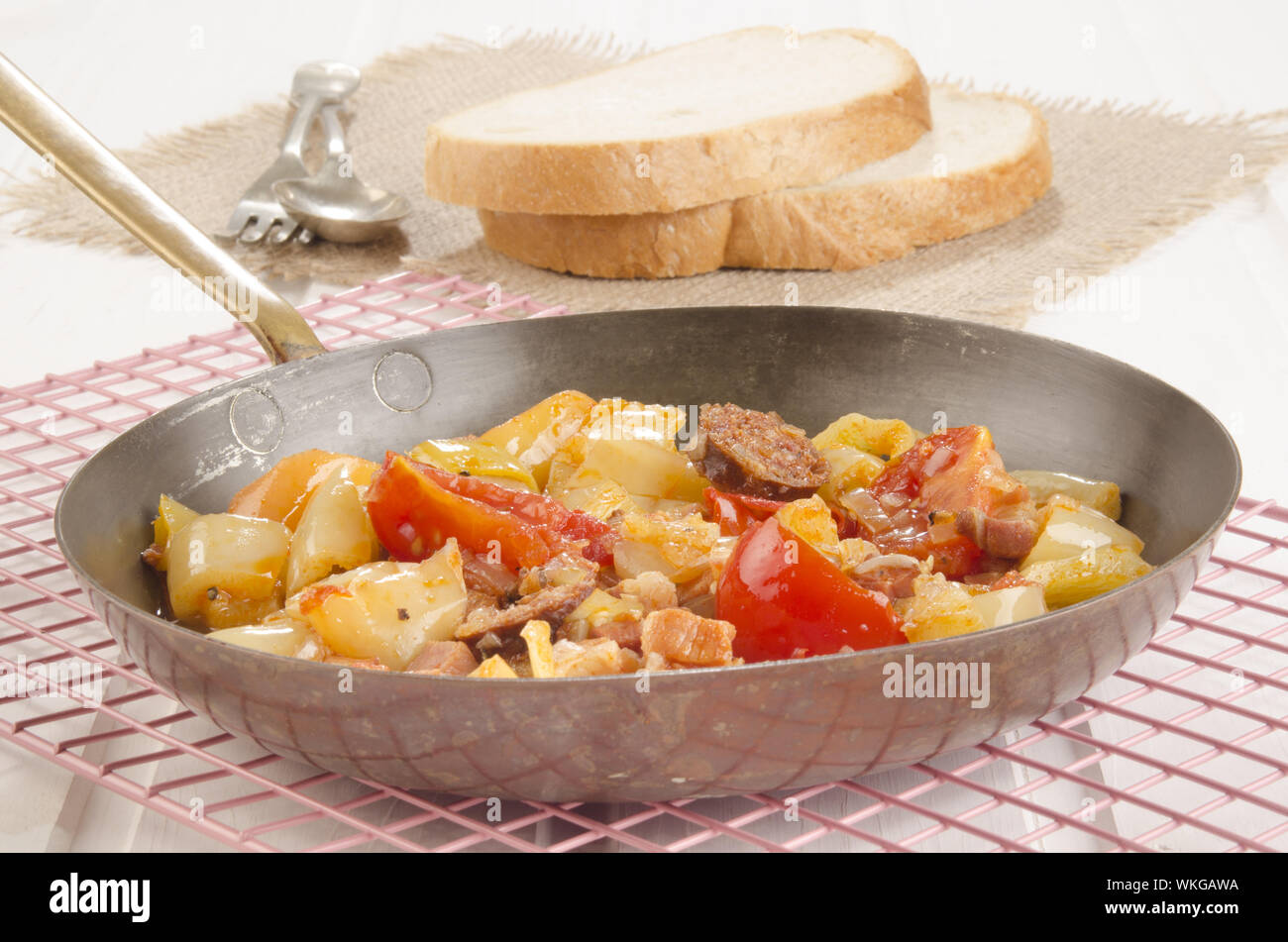 hungarian letcho in a copper pan Stock Photo - Alamy
