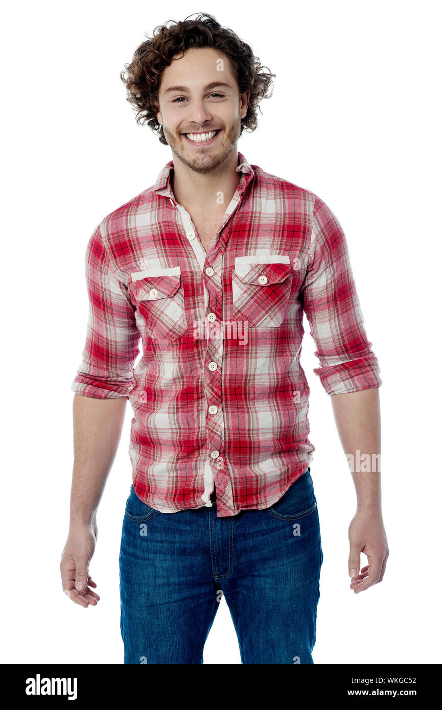 Casual young man standing, isolated over white Stock Photo - Alamy