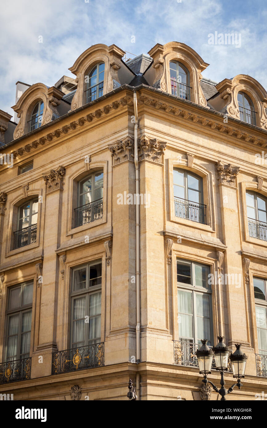 Exterior of a multi-storey historical townhouse in Paris with an ornate ...