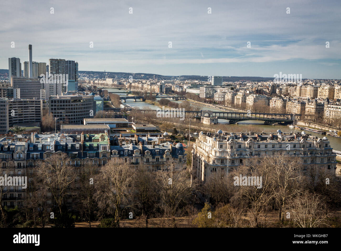 View over the rooftops of Paris, France with its streets of historical ...