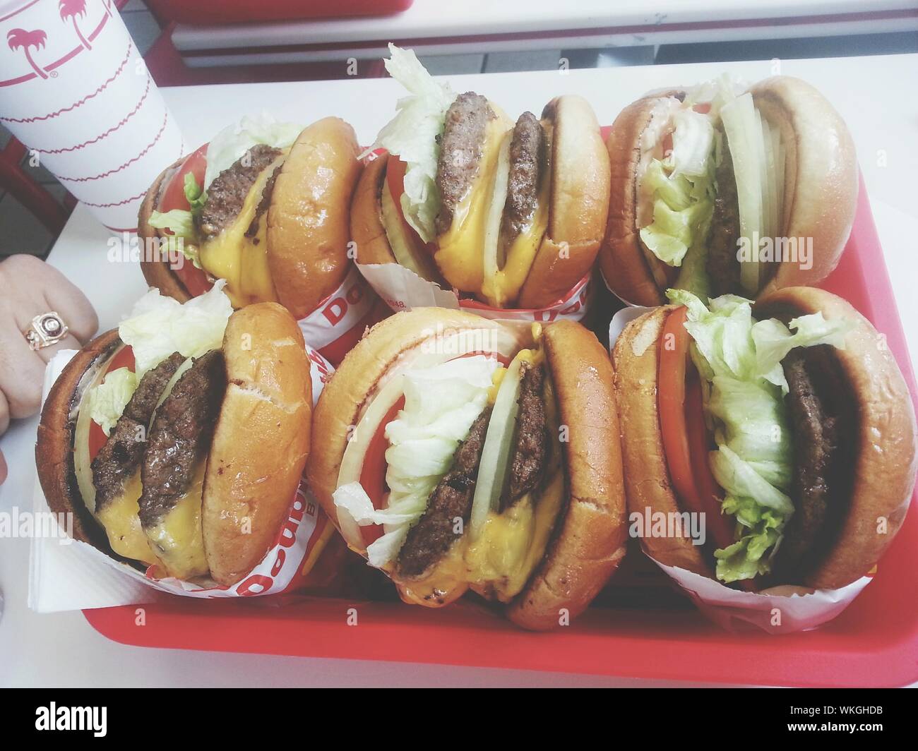 Row of burgers hi-res stock photography and images - Alamy