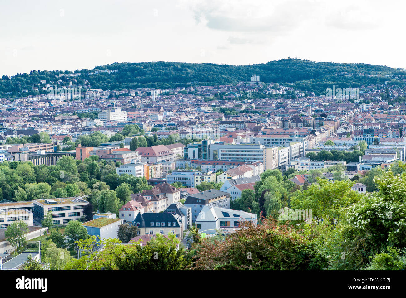 Scenic rooftop view of Stuttgart, Germany showing modern high-rise ...