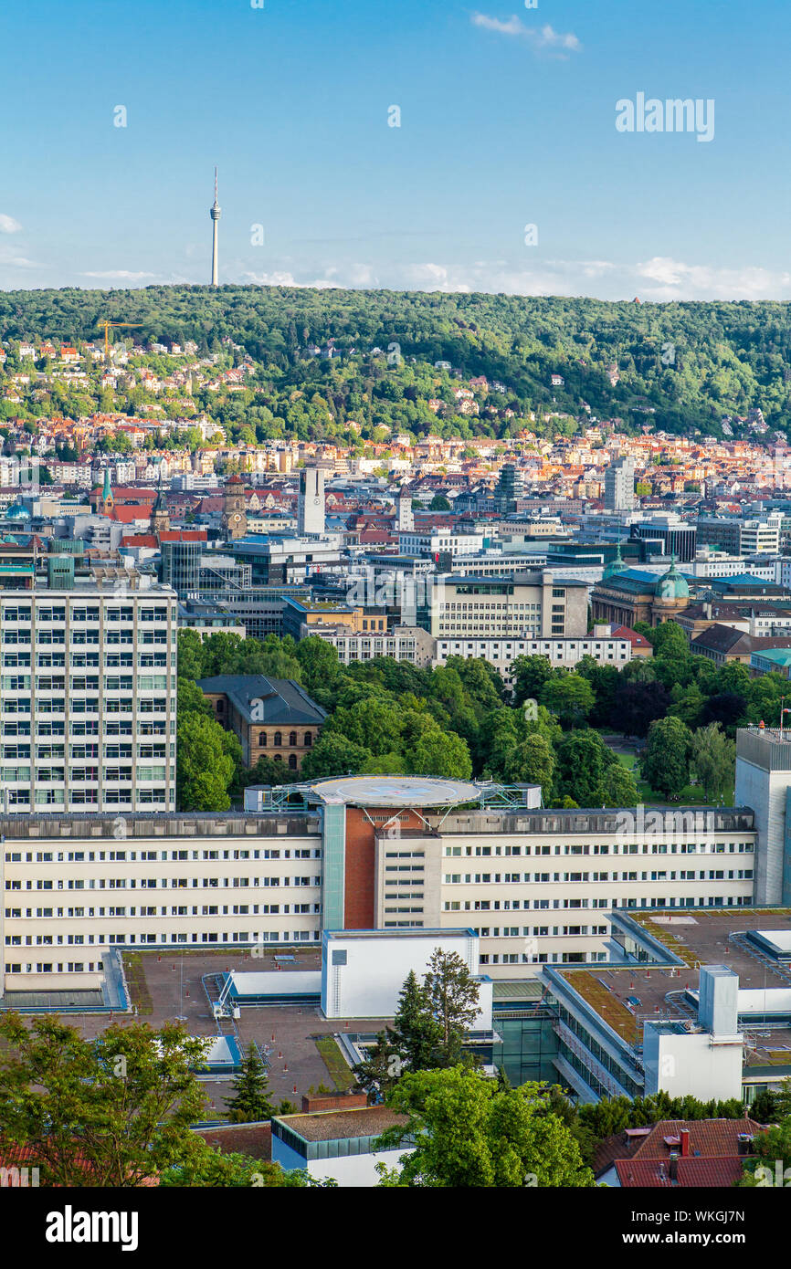 Scenic rooftop view of Stuttgart, Germany showing modern high-rise ...