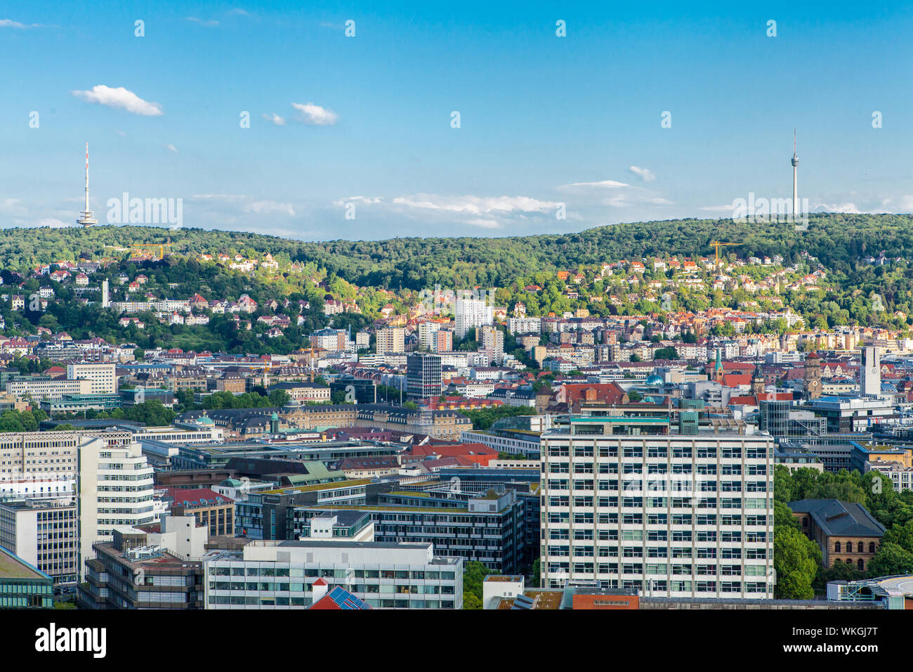 Scenic rooftop view of Stuttgart, Germany showing modern high-rise ...