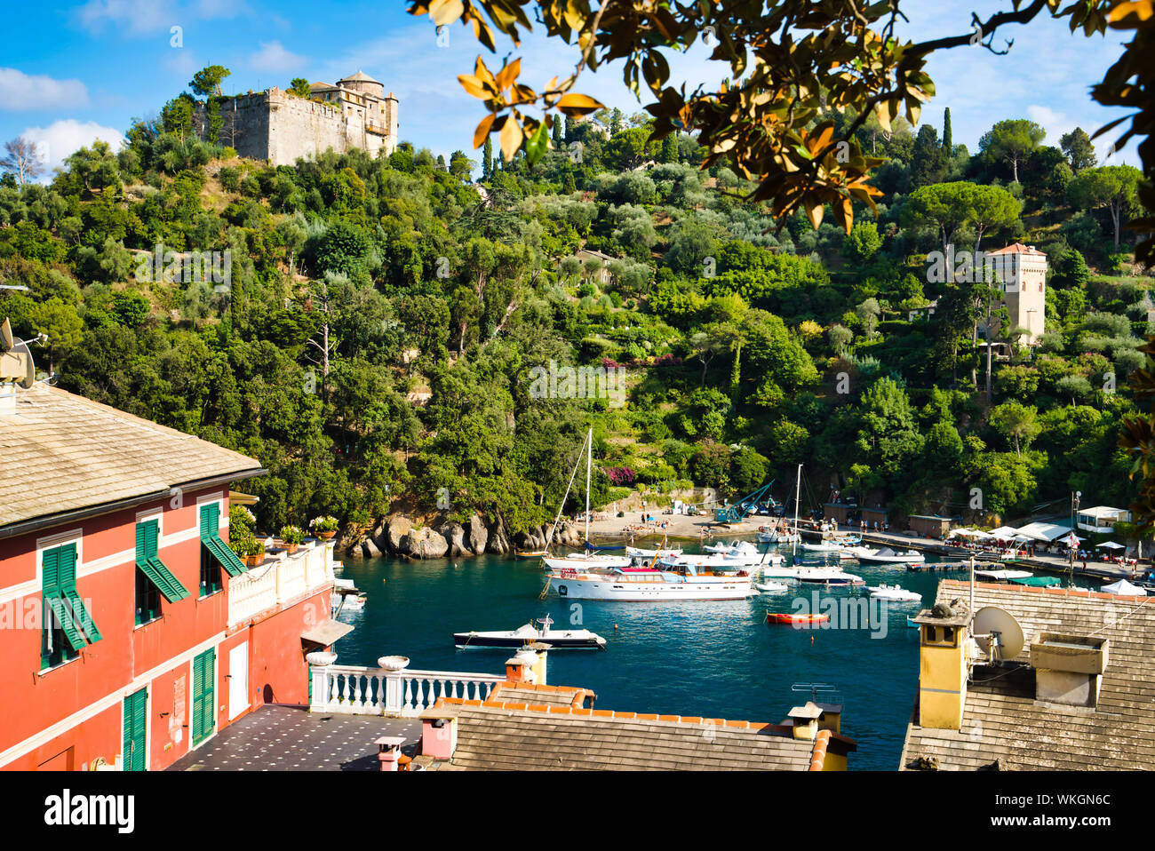 Portofino, Italy - AUGUST 15, 2019: Beautiful harbor in the Italian ...