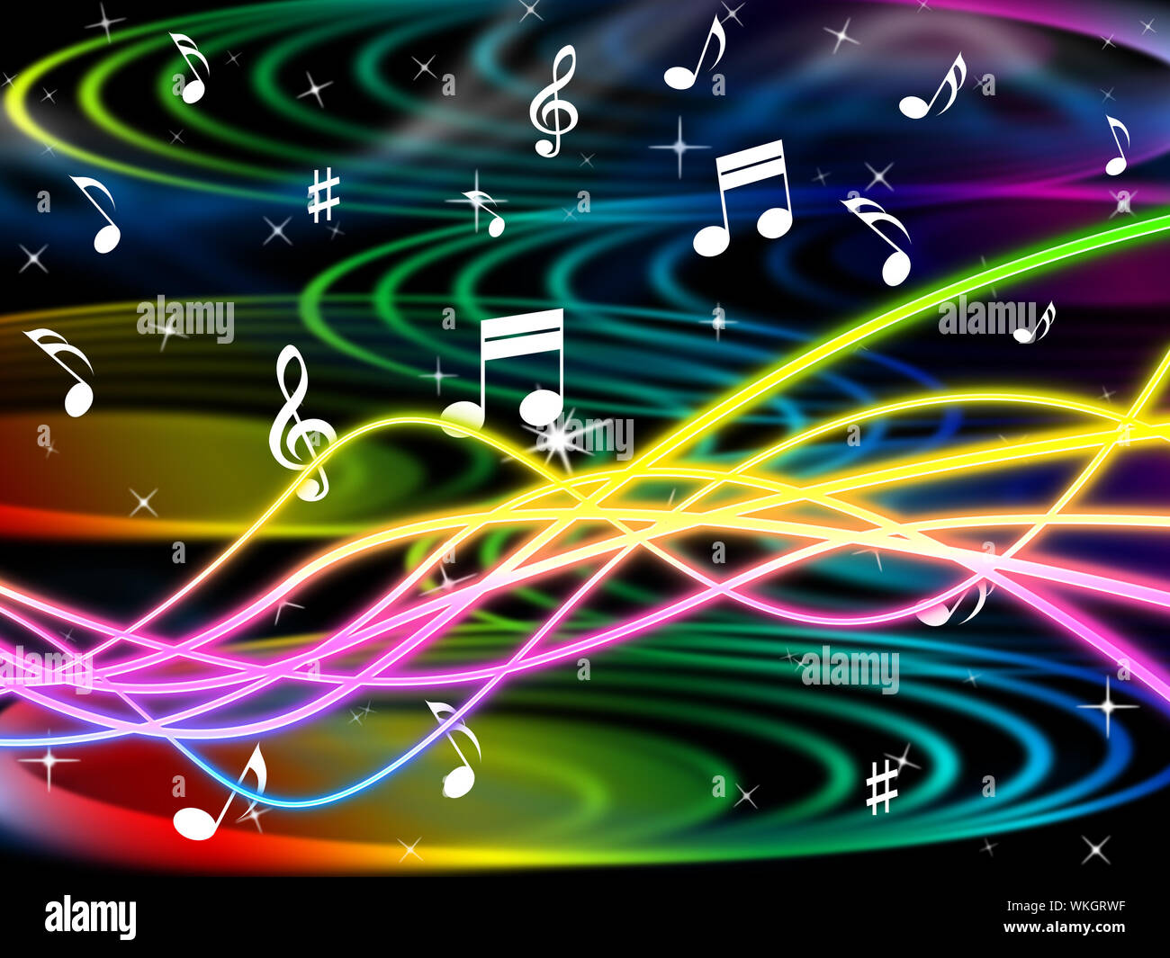 Color Notes Indicating Sound Track And Musical Stock Photo - Alamy