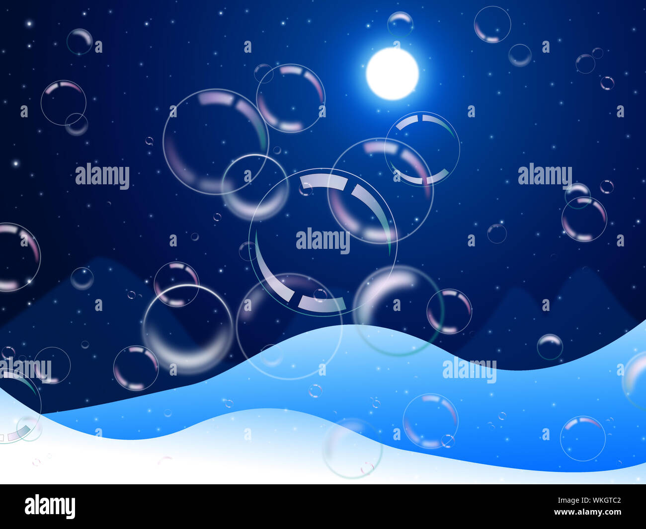 Snow Bubbles Indicating Full Moon And Astronomy Stock Photo - Alamy