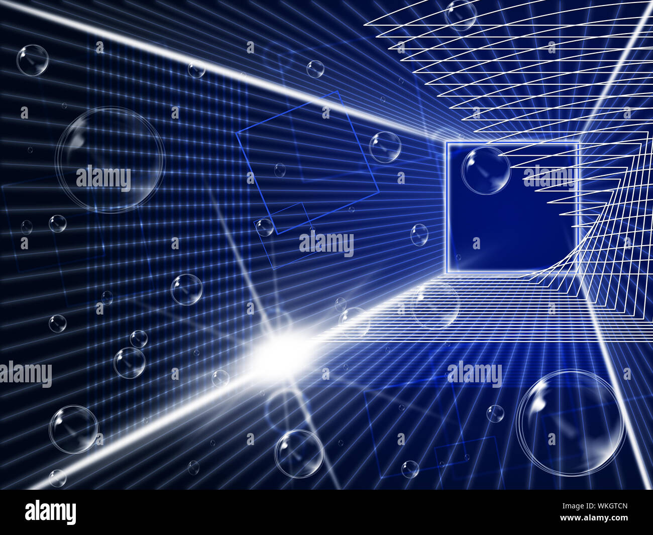 Tech Grid Showing Light Burst And Hi-Tech Stock Photo - Alamy