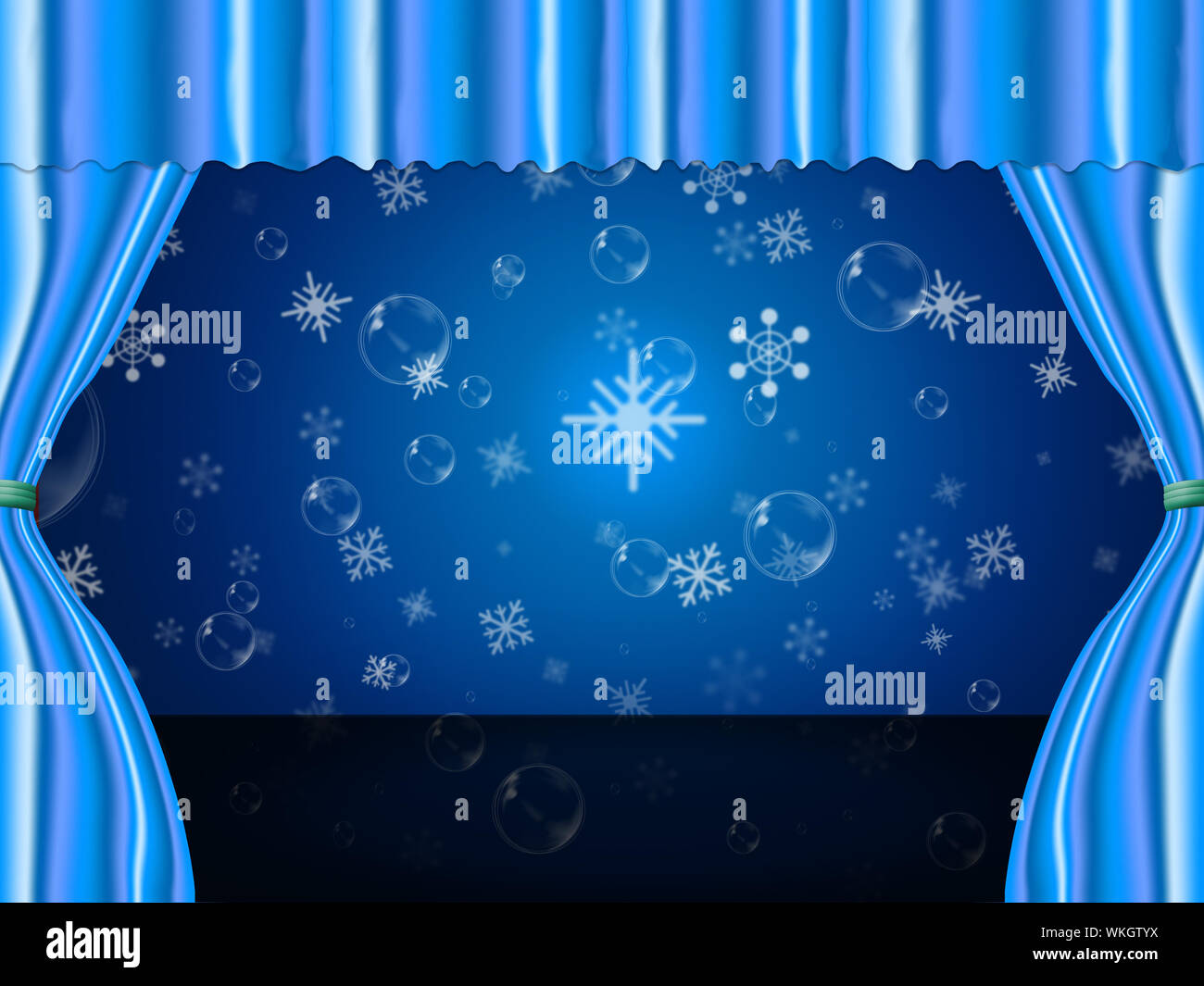 Snowflake Blue Representing Theater Stage And Holiday Stock Photo - Alamy