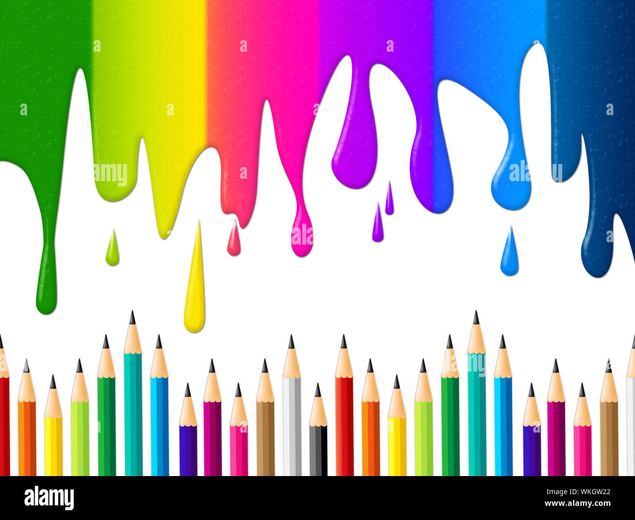 Pencils Copyspace Indicating Paint Colors And Train Stock Photo - Alamy