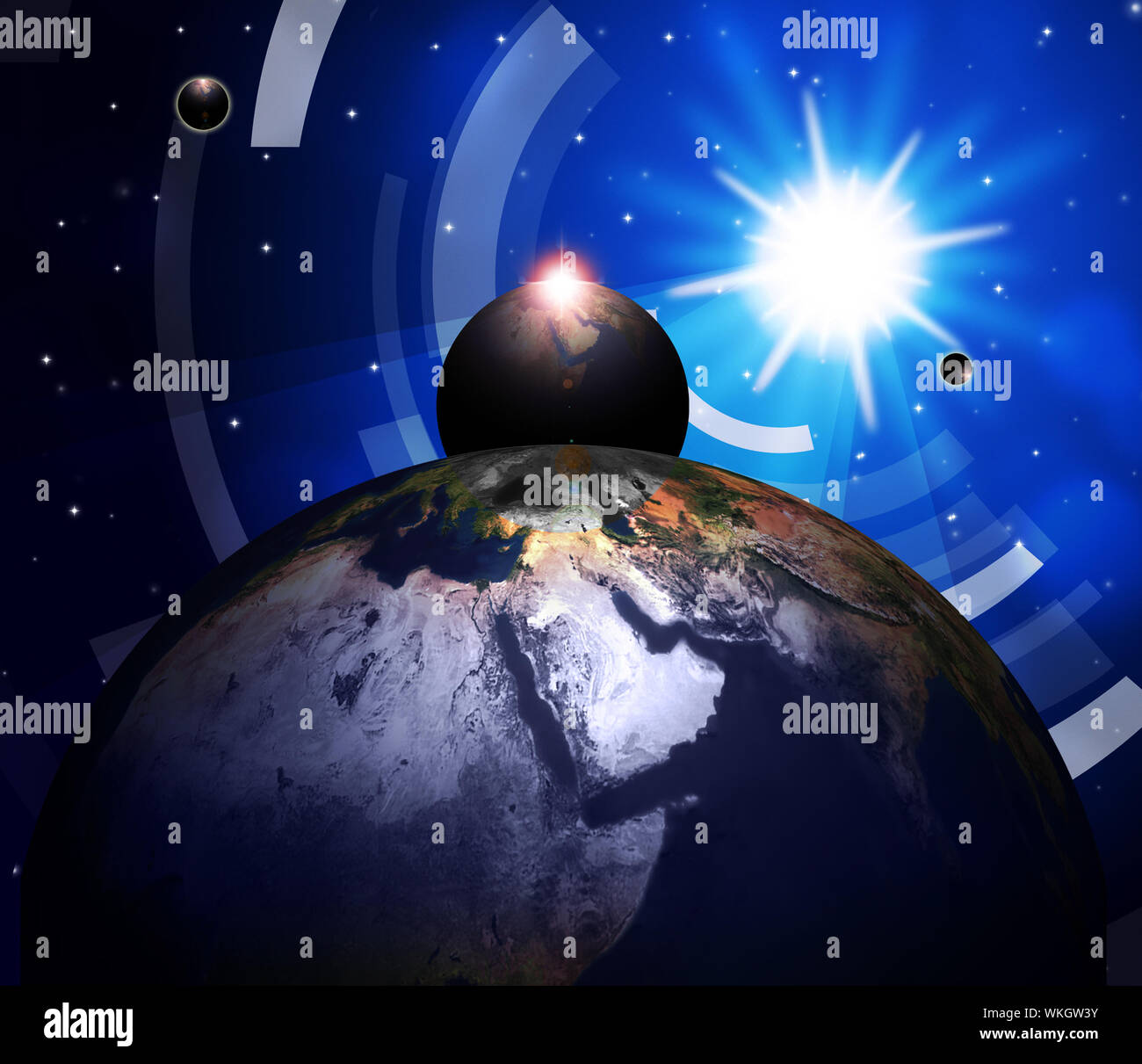 World Planets Representing Solar System And Globalise Stock Photo - Alamy