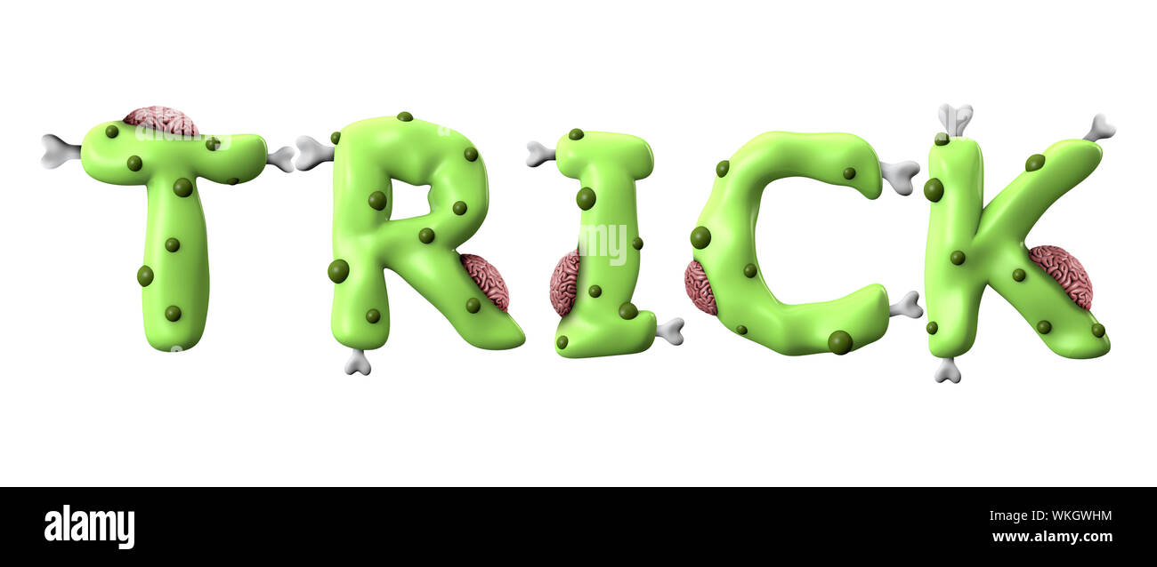 Trick halloween word made from green zombie lettering Stock Photo - Alamy