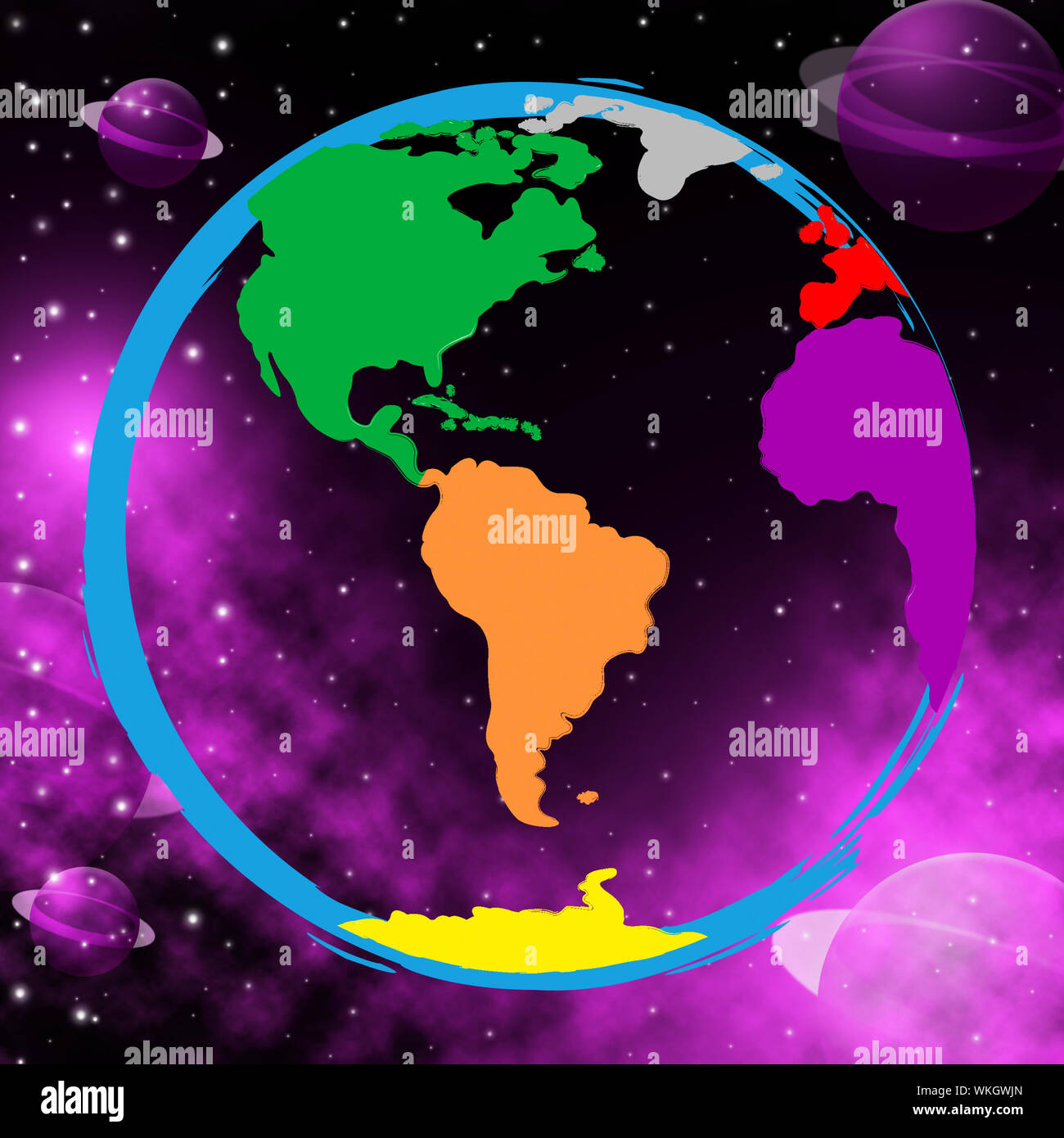 Colourful Global Indicating Solar System And Globally Stock Photo - Alamy