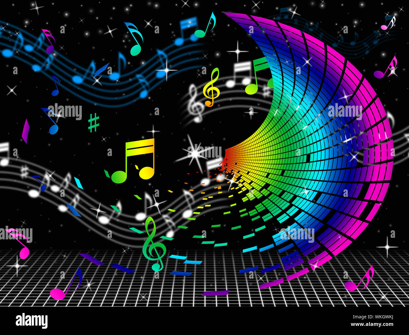 Notes Color Indicating Treble Clef And Spectrum Stock Photo - Alamy