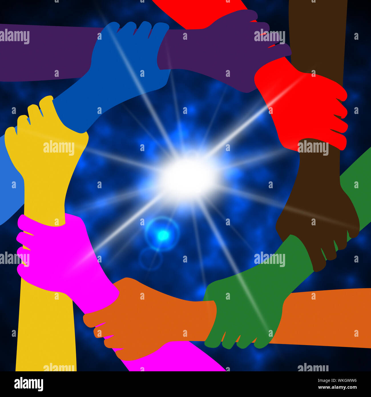 Holding Hands Showing Union Friendship And Earth Stock Photo - Alamy