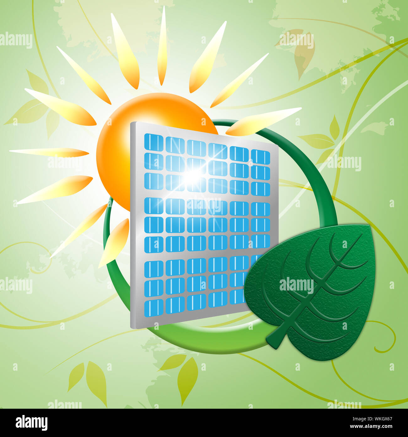 Solar Panel Indicating Green Energy And Sun Stock Photo - Alamy