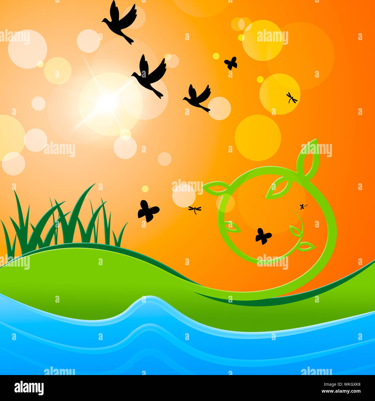 Sea Birds Meaning Wildlife Sun And Picturesque Stock Photo - Alamy