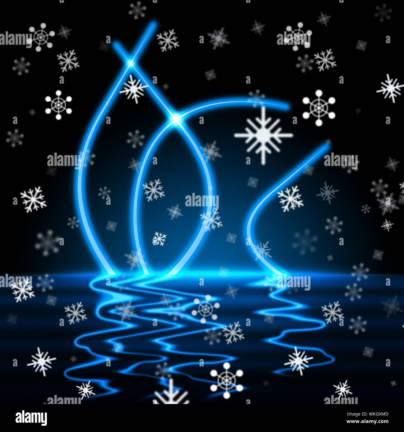 Neon blue snowflake hi-res stock photography and images - Alamy