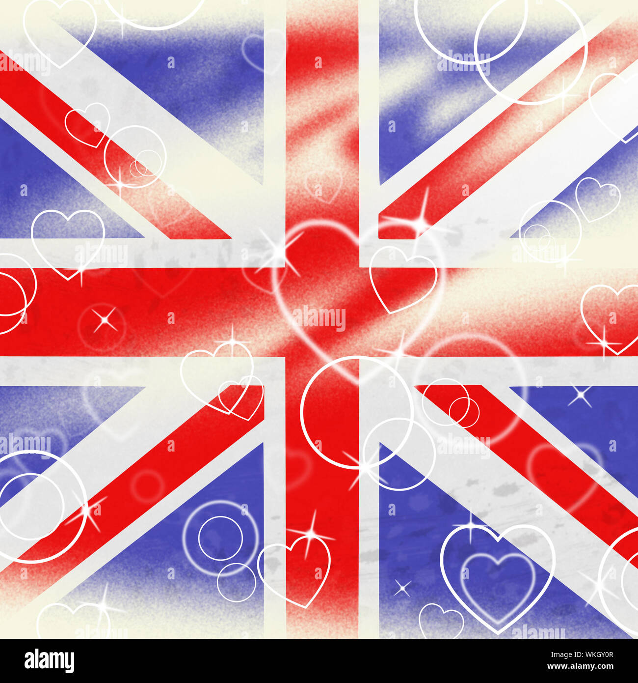 Union Jack Showing Heart Shapes And Valentin Stock Photo - Alamy