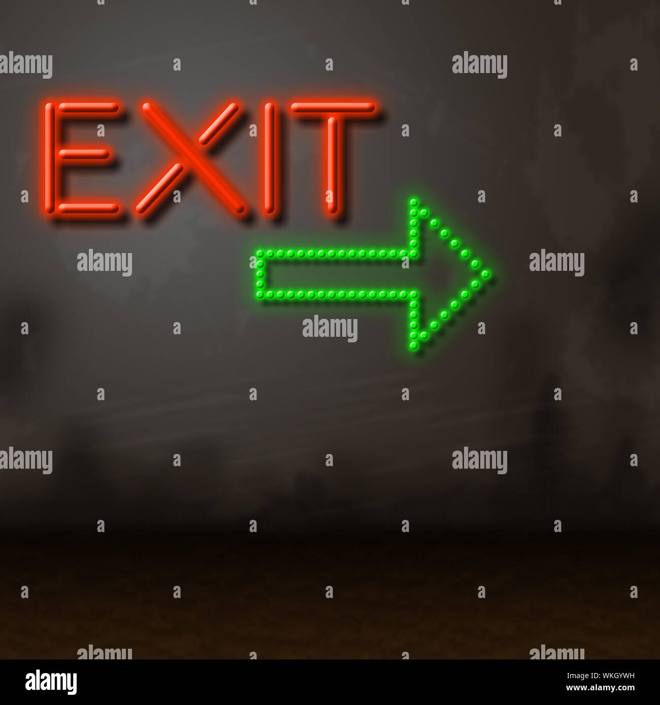 Neon Exit Representing Glowing Escaping And Leaving Stock Photo - Alamy