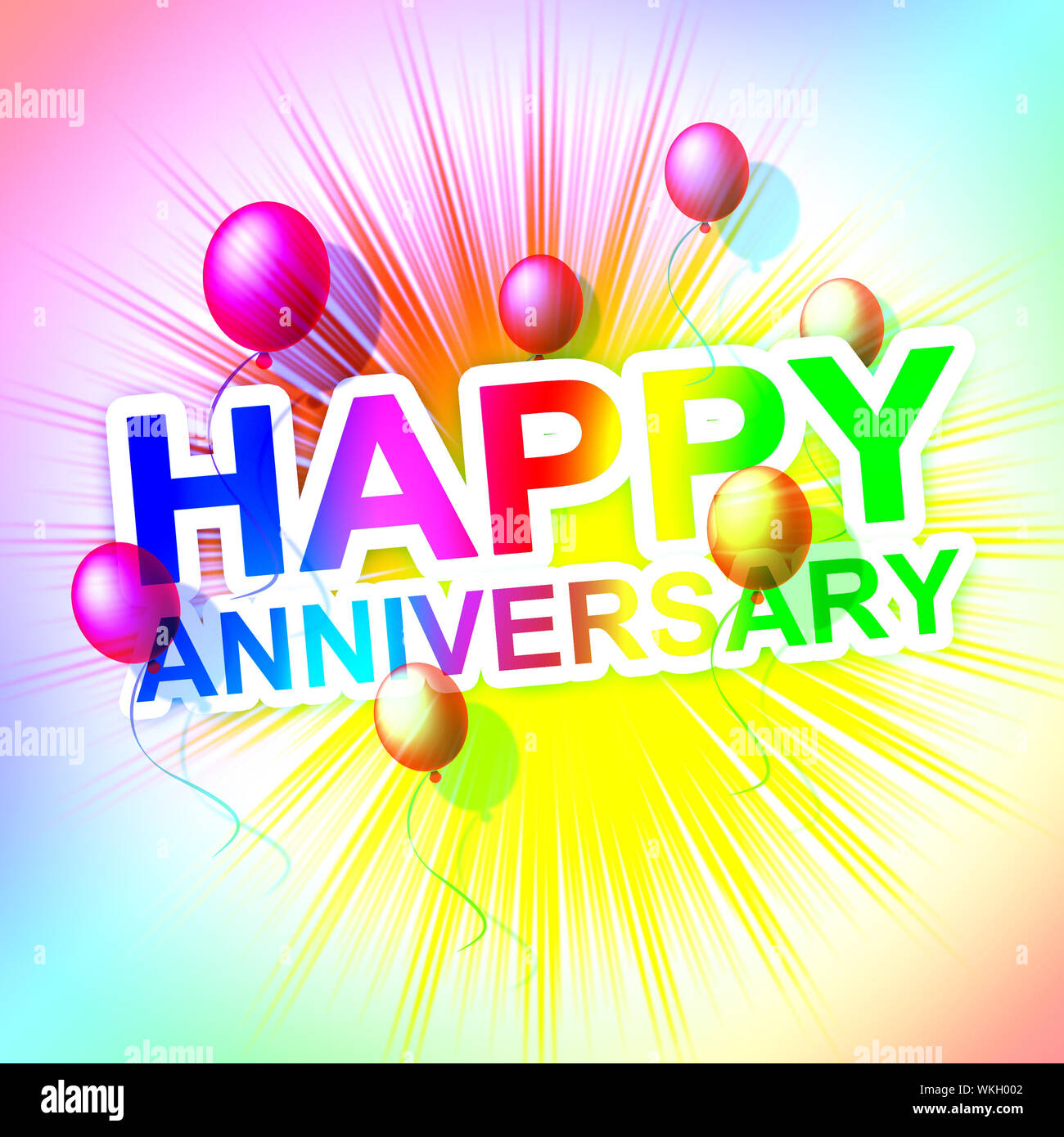 Happy Anniversary Indicating Message Cheerful And Parties Stock Photo ...