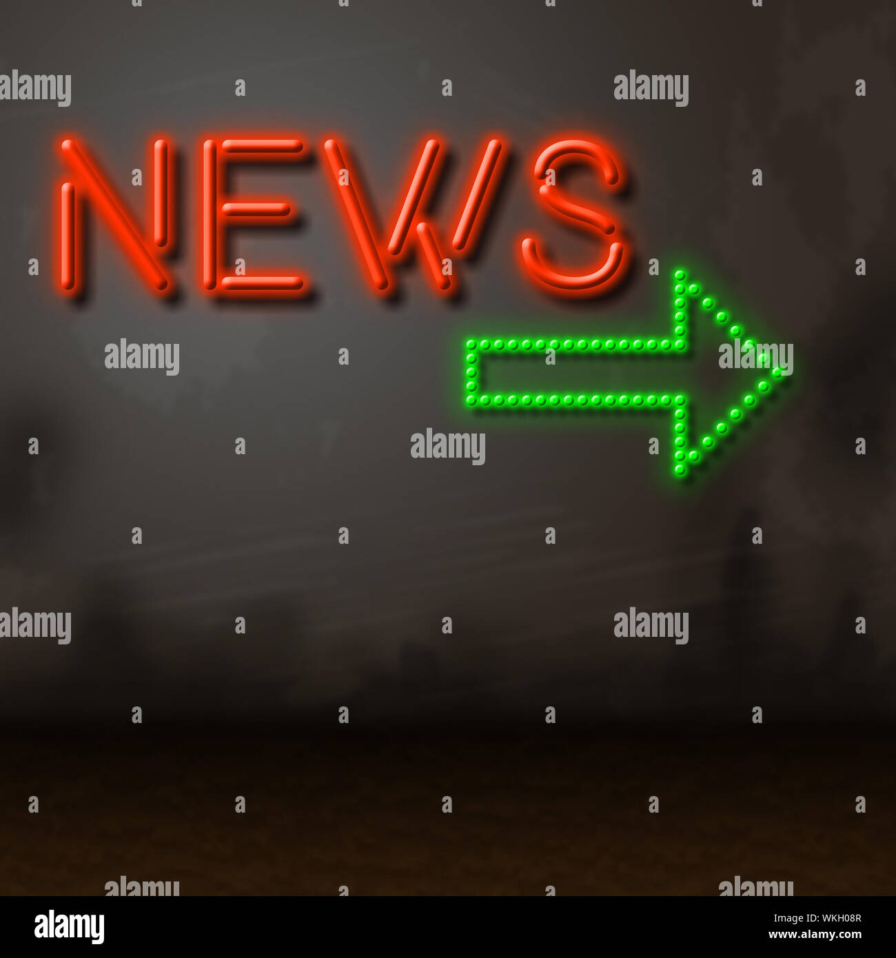 Neon News Meaning Headlines Glow And Fluorescent Stock Photo - Alamy