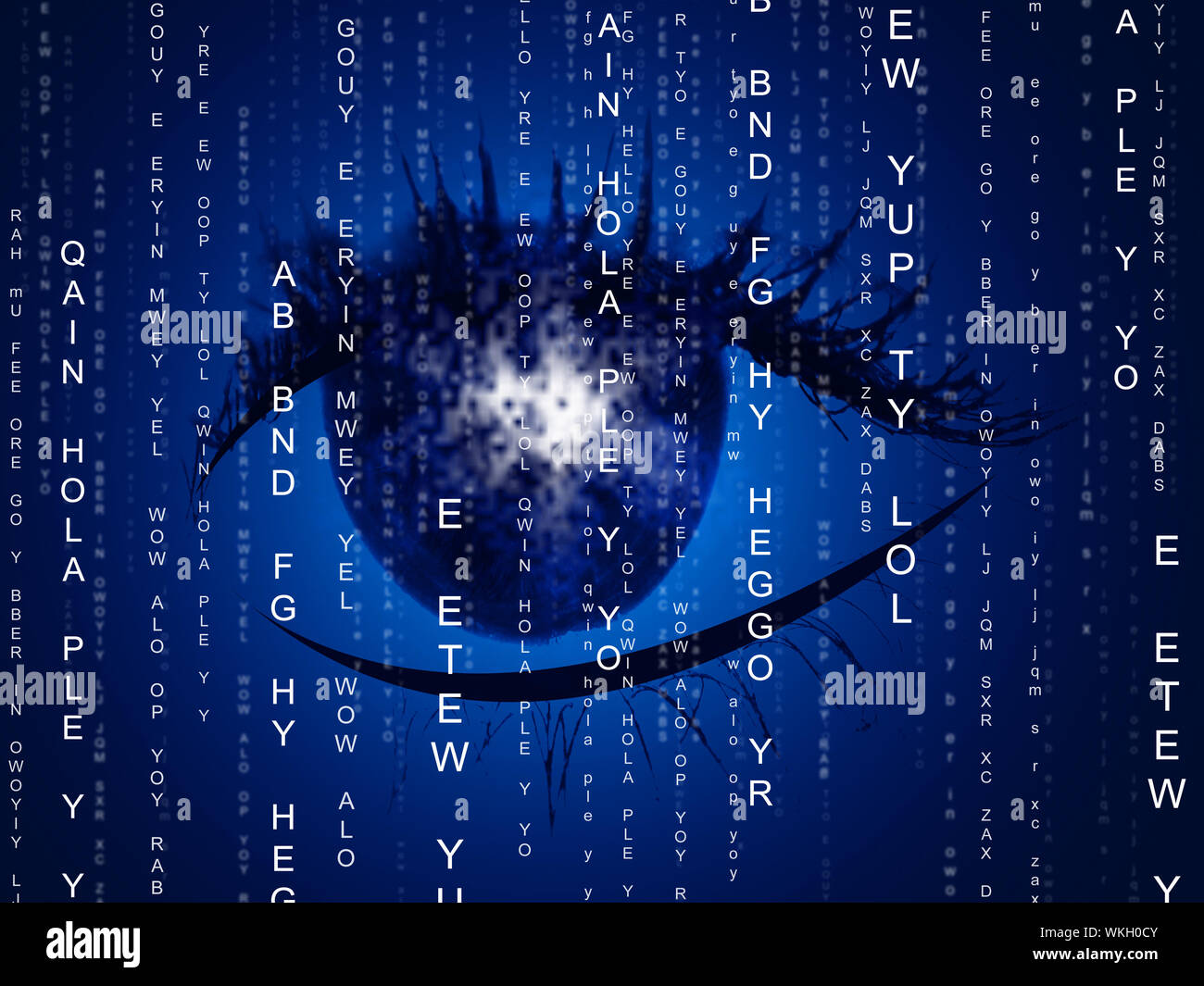 Eye Background Showing Encrypted Encoded And Coding Stock Photo - Alamy